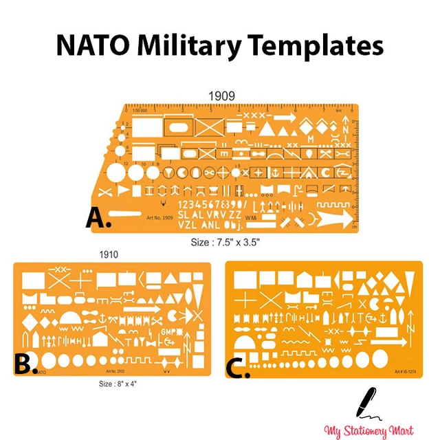 NATO ARMY MAP Marking Military Troops Symbols Drawing Drafting Template ...