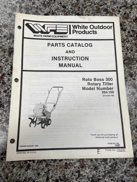 WHITE ROTO BOSS 300 Parts And Instruction Manual 770-2720 $9.00 - PicClick