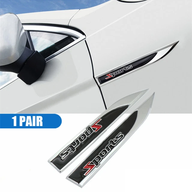 1 PAIR 3D Sports Car Fender Side Badge Metal Sticker Logo Emblem Car ...