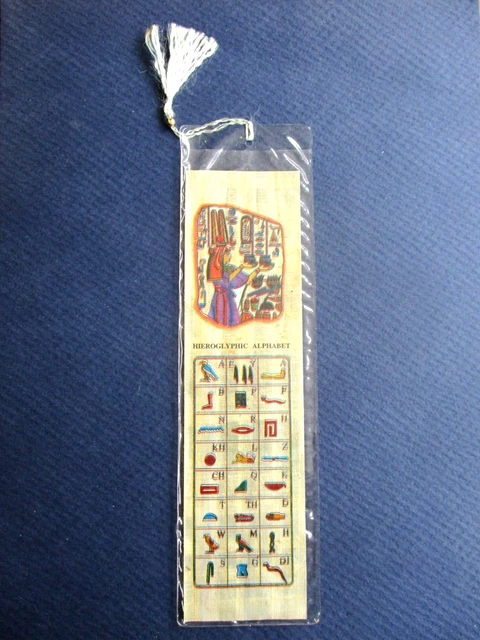 PAPYRUS BOOKMARK ANCIENT Egypt Egyptian Hieroglyphic Alphabet God with ...