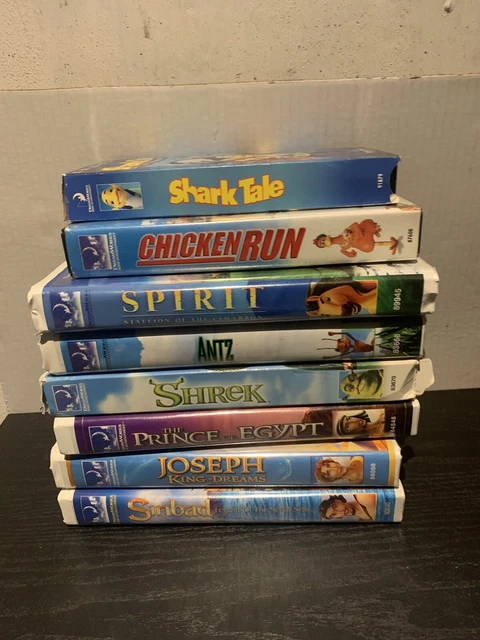 DREAMWORKS MOVIE LOT 8 VHS Shrek Chicken Run Sinbad Spirit Shark Antz ...
