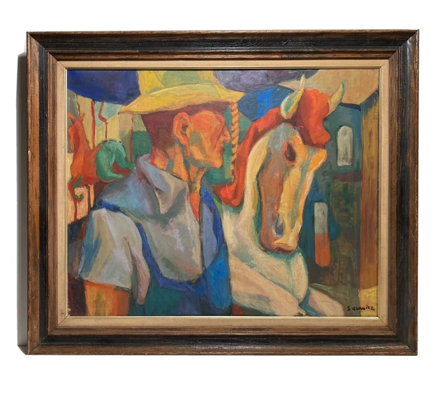 SIDNEY HURWITZ AMERICAN 1950S Modernist Wpa Style Illustration Oil ...