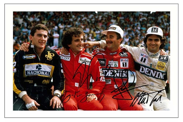 PROST SENNA MANSELL Piquet Signed Photo Print Autograph Formula One F1 ...