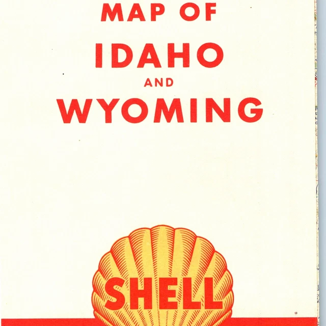 1956 IDAHO & Wyoming Shell Oil Road Map Highway 1950 Census ID WY HM ...