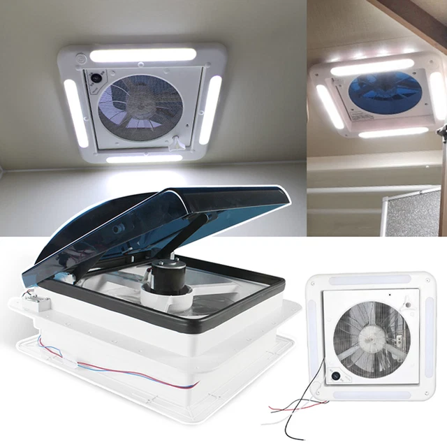 12V ROOF VENT Fan Camper Van Motorhome RV Caravan Skylight Vent w/ LED ...