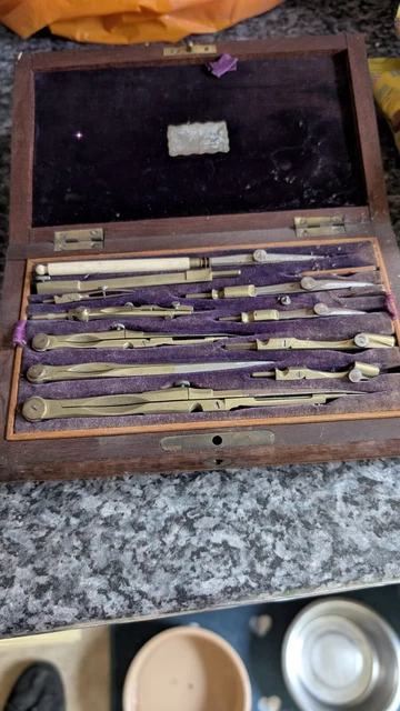 ANTIQUE TECHNICAL DRAWING Draughtsman Set Instruments Boxed £0.99 ...