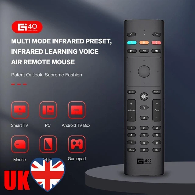 G40S 2.4GHZ WIRELESS Air Mouse 6-Axis Gyro Voice Remote for PC Android ...