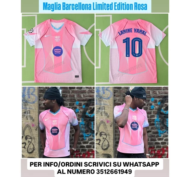 MAGLIA BARCELLONA ROSA Lamine Yamal 2025 2026 Fluo Edizione Limitata 25 ...