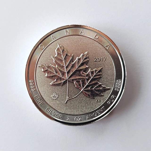2 OZ 2017 RCM Royal Canadian Mint Twin Maple Leaf .9999 Fine Silver ...