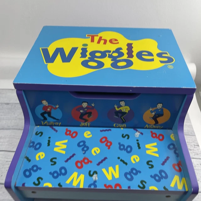 WIGGLES WOODEN STEP Stool w/ Storage Bin Wood Child Kid $24.19 ...