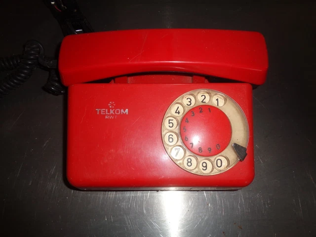 VINTAGE 1986 POLISH Telkom RWT Elektrim Rotary Telephone Red EUR 25,00 ...