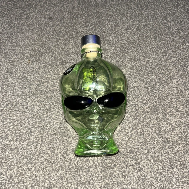 OUTER SPACE VODKA ALIEN HEAD GREEN 7.5 INCH 750 ML EMPTY BOTTLE, with ...