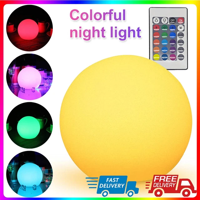 LED BALL LIGHT 6" Rechargeable Remote Control 16 RGB Color Globe Night ...