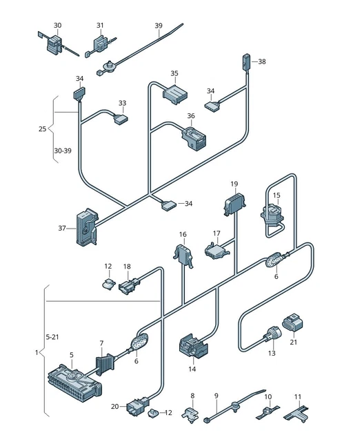 VW VOLKSWAGEN GOLF MK5 Door Wiring Loom Harness Front Door 1K2971557F ...