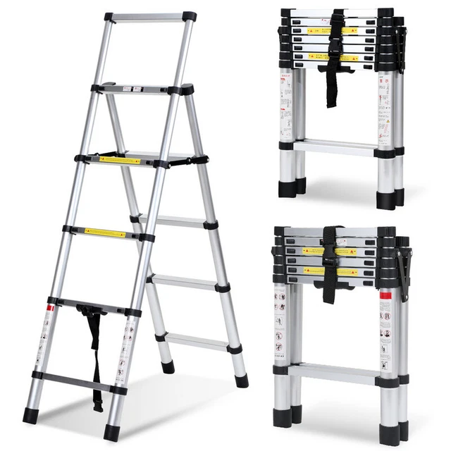 SCALA TELESCOPICA 1,4+1,7 m/1,7+2 m/2+2,3 m scala pieghevole telaio A scala ponteggio giardino ...