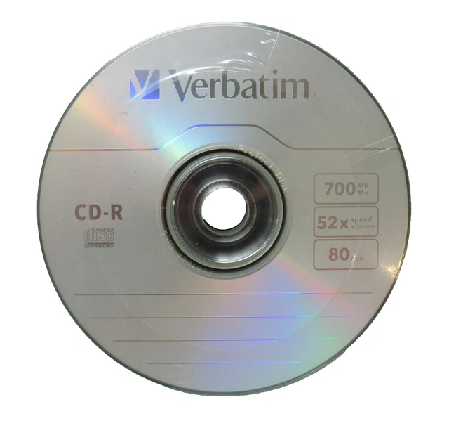 NEW 240-PACK VERBATIM Blank 52X CD-R CDR Branded Logo 700MB Media Disc ...