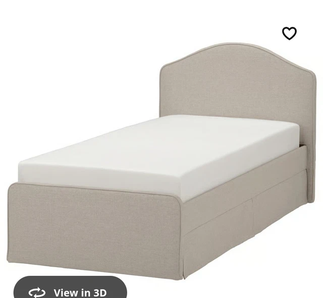 BEIGE UPHOLSTERED SINGLE Bed Frame with Curved Headboard, Wood, Modern ...