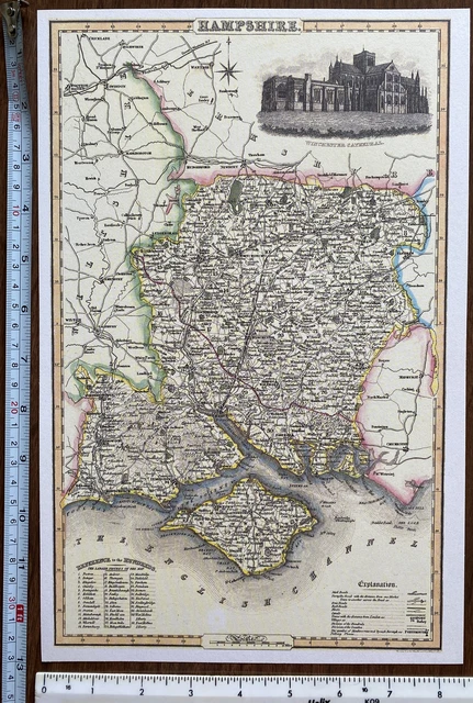 OLD VICTORIAN RAILWAY Map of Hampshire 1840 Pigot: Antique, Vintage ...