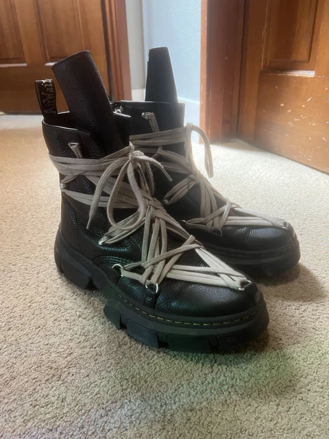 RICK OWENS X Dr. Martens 1460 DMXL Megalace Leather Black Boots Mens £ ...