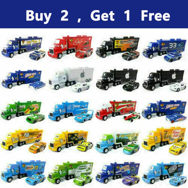 DISNEY PIXAR CARS Rust-Eze McQueen Dinoco King Truck & Car Die-cast Toy ...