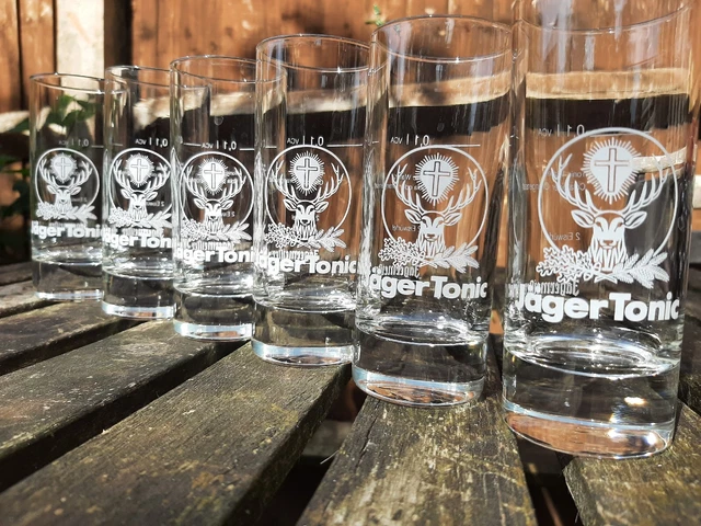6X SET JAGERMEISTER Jager-Tonic Glas Cocktail Rezept Mixer großes ...