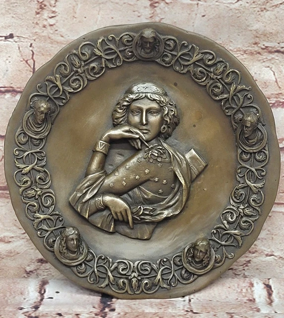 MUSEUM QUALITY BRONZE Sculpture Art Nouveau Bas Relief Roman Girl Real ...