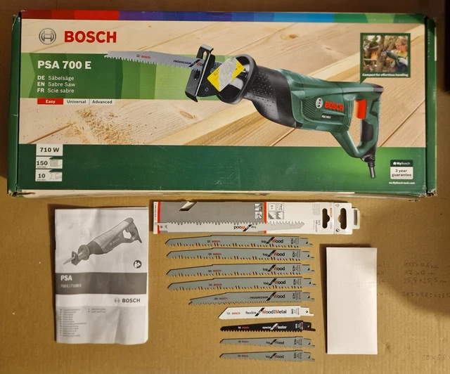 BOSCH PSA 700 E Reciprocating Saw 240V 710W Corded With Two Sets Of New ...