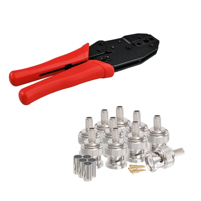 BNC RG58 STECKER Crimpverbinder 10er Pack und Crimpzange für RG58/RG59 ...