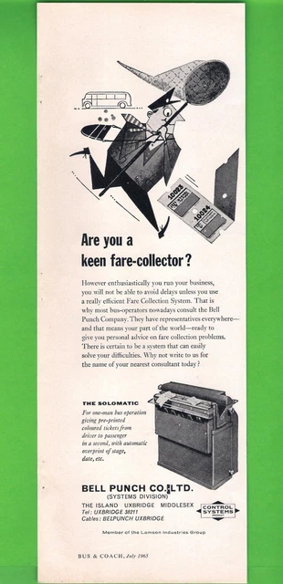 OLD MAGAZINE ADVERT 1965 ~ Bell Punch Co Ltd - Solomatic OMO Bus Ticket ...