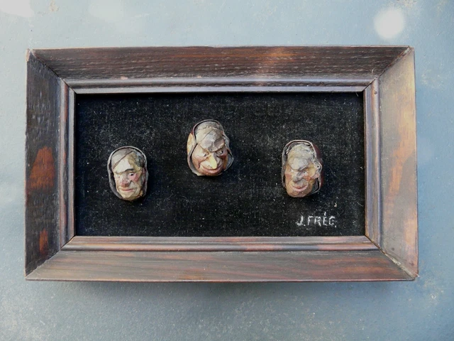OBJET DE CURIOSITE-ART POPULAIRE-PETIT MARRON SCULPTE-FIN XIXéme-A VOIR ...