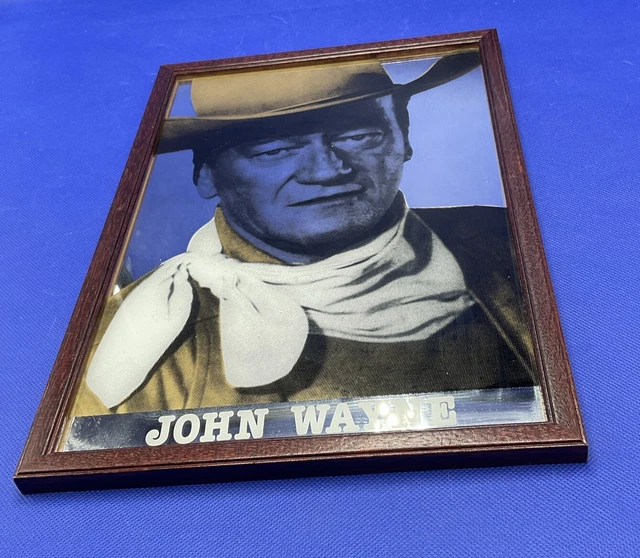 VINTAGE 1970S? JOHN Wayne Mirrored Picture - Man Cave/ Bar 22cm x 32 cm ...