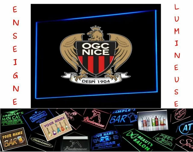 PANNEAU LUMINEUX LOGO Football Ogc Nice Nissa Pub Led Enseigne Maillot ...