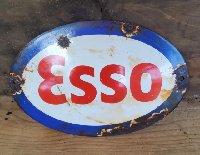 PLAQUE ÉMAILLÉE ESSO enamel sign - emailschild EUR 36,00 - PicClick FR