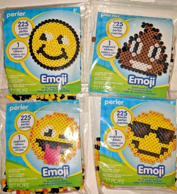 PERLER FUSED BEAD Kits EMOJI FACES -Happy / Tongue / Sunglasses / Poop ...