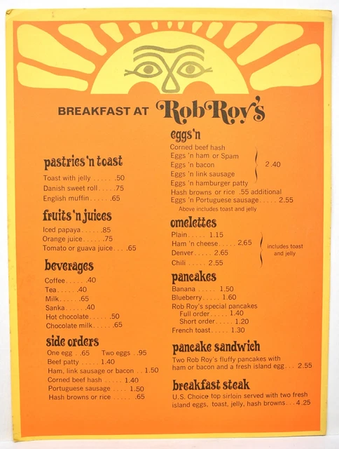 1980S ROB ROY'S Restaurant Coffee House Menu 2322 2nd Ave Seattle ...