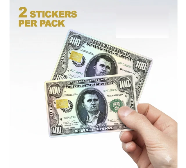 HOLOGRAPHIC CHARLIE KIRK $100 Vintage Bill Card Skin Sticker Vinyl ...