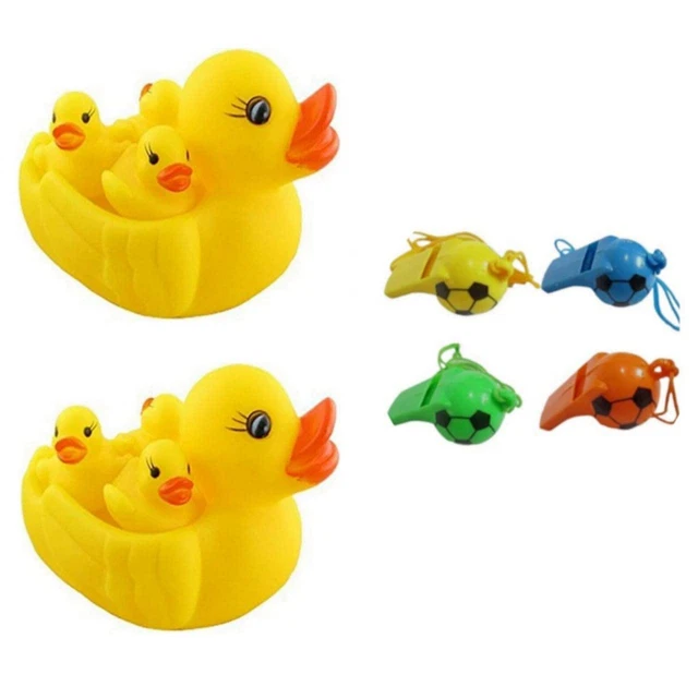 SMOOTH BATHING RUBBER Squeaky Set Of 2 Ducks & 3 Pcs Whistle For Infant ...