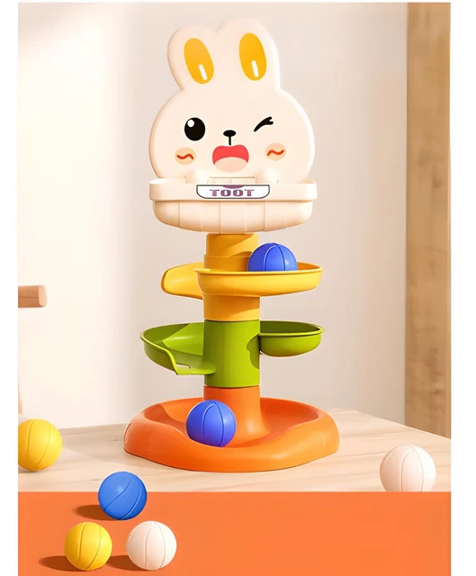 MONTESSORI BABY BALL Drop Toy | 3-Layer Stacking Tower | Rolling Ball ...