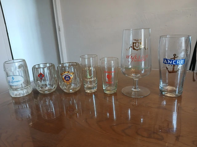 LOT ANCIENS VERRES biére émaillé EUR 80,00 - PicClick FR