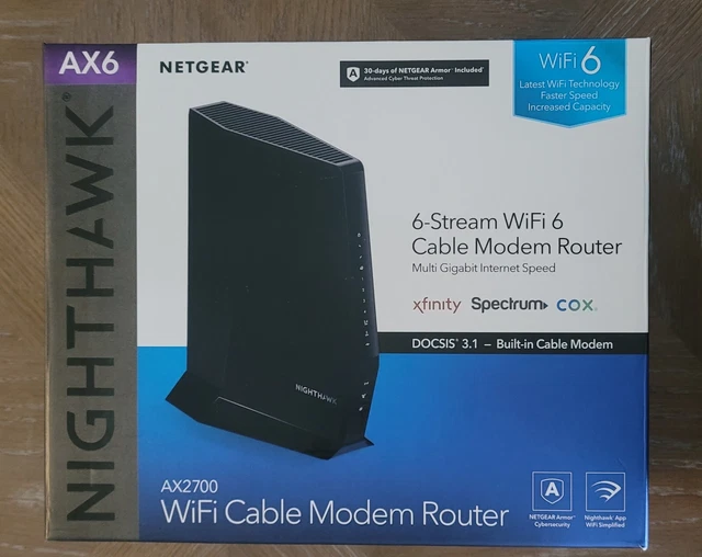 NETGEAR NIGHTHAWK AX6 - AX2700 WiFi Cable Modem Router - Model: CAX30 ...
