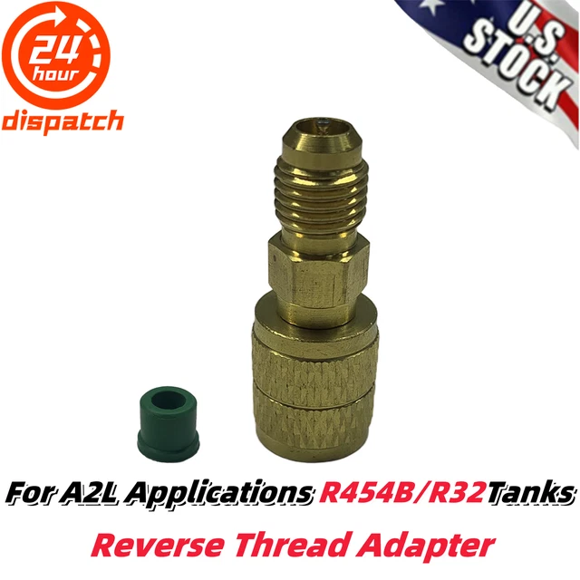 FOR A2L R454B/R32 Tanks HVAC R32 Reverse Thread Adapter 1/4'' Female&1/ ...