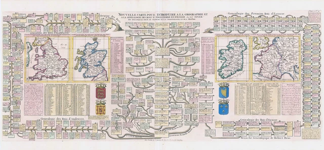 1719 MAP NOUVELLE Carte Pour Introduire a La Geographie by Chatelain ...