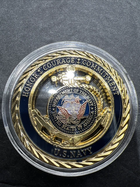 US NAVY CORE Values Challenge Coin. Honor, Courage, Commitment Brand ...