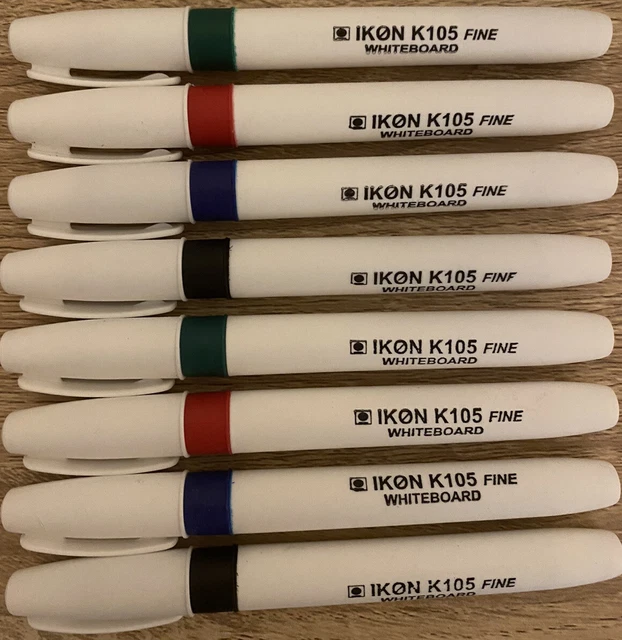IKON K105 FINE Whiteboard Markers Pens Bullet Tip Office - 8 Pack £4.75 ...