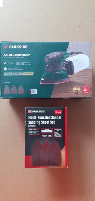 PARKSIDE MULTI SANDER CORDED Plus 18 Pack Sanding Sheet Set BRAND NEW ...