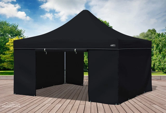 FALTPAVILLON FALTZELT PAVILLON 4x4m Schwarz Gartenzelt Klappzelt ...