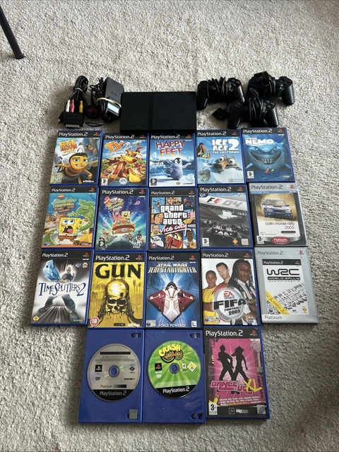 PLAYSTATION 2 SLIM Console with 18 Games - Black, 8MB Memory Card & 3 X ...