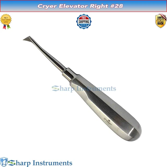 SURGICAL CRYER ELEVATOR # 28 Right, Dental Root Extraction Tooth Socket Luxating $14.99 ...