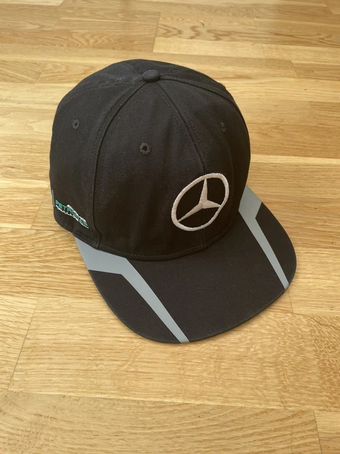 *RARE* MERCEDES F1 Formula 1 Cap Lewis Hamilton Black Grey Flat Brim ...