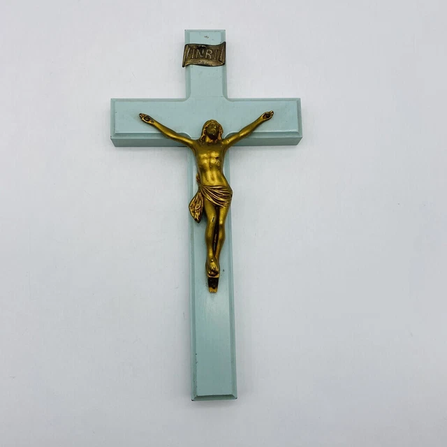 CATHOLIC CRUCIFIX WALL Cross Jesus Christ on INRI Catholic Blue ...